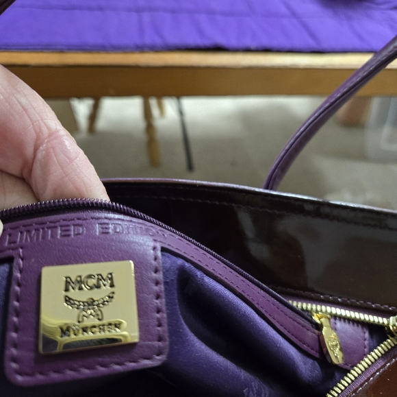 MCM | Bags | Authentic Mcm Limited Edition Patent Leather Maroon Purple ...